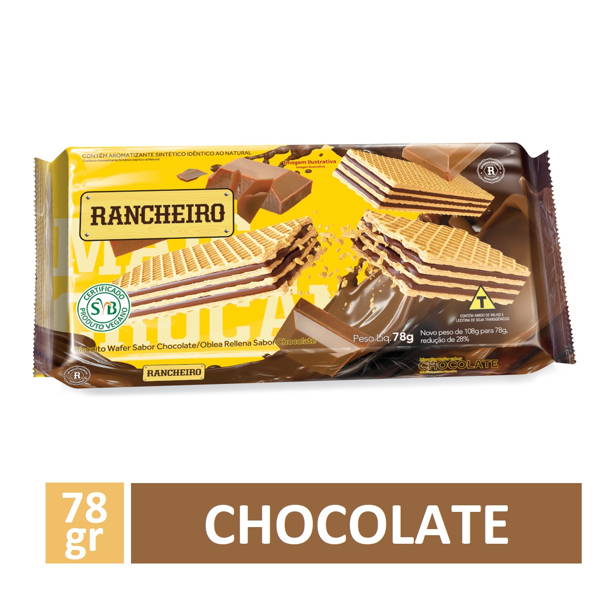 Biscoito Rancheiro Wafer Chocolate 78g